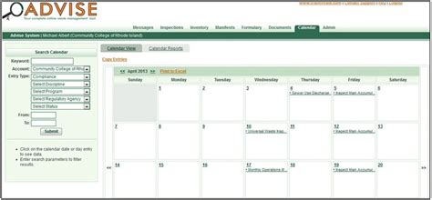 Ehs Compliance Calendar