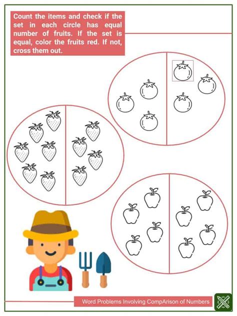 Word Problems Involving Comparison Of Numbers Math Worksheets