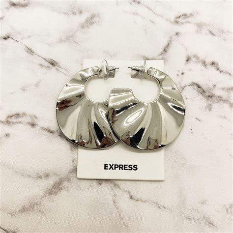 Express Earrings Silver Post Drop New With Tags Depop