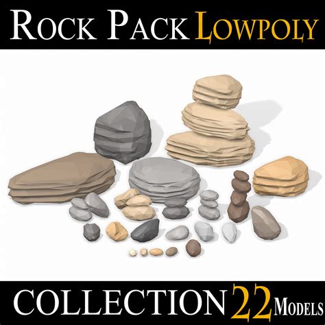 Low Poly Rock Collection 3d Model 15 3ds Dae Fbx Obj Unknown