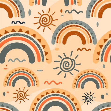 Hand Drawn Rainbow Pattern Seamless Background Rainbow Pattern