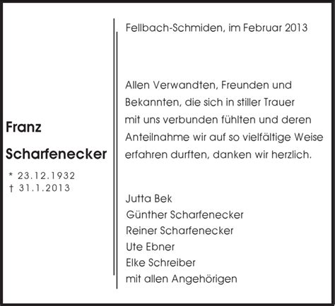 Traueranzeigen Von Franz Scharfenecker Ostalbtrauer