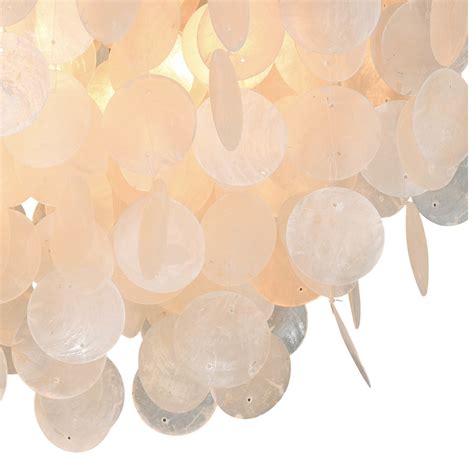 Vaxcel Elsa 16 In W Satin Nickel Capiz Shell Coastal Flush Mount