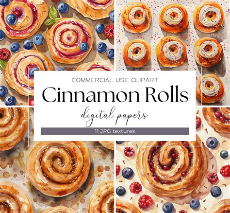 Cinnamon Rolls Digital Paper Cinnamon Bun Pattern Jpeg Printable