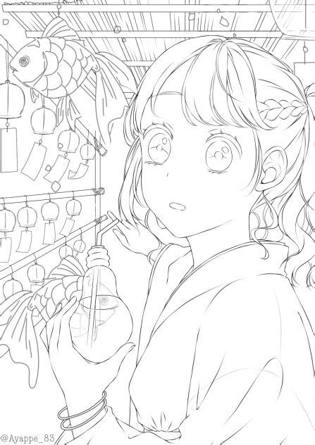 お祭り線画 Ibispaint
