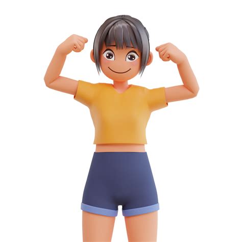 Cute Girls Smiling Posing Happy 3d Cartoon Illustration 21457340 Png
