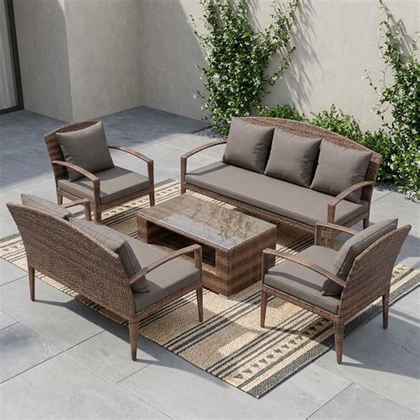 7 Seater Wicker Patio Set Tbl Furniture