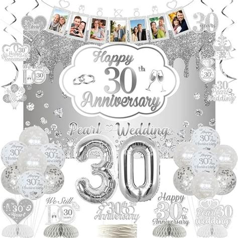 30th Pearl Wedding Anniversary Decorations Set Includes Honeycomb