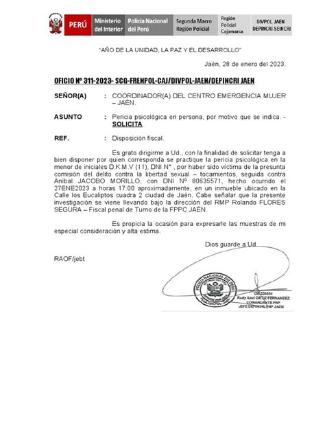 Oficio Cem Solicita Pericia Psicologica Pdf