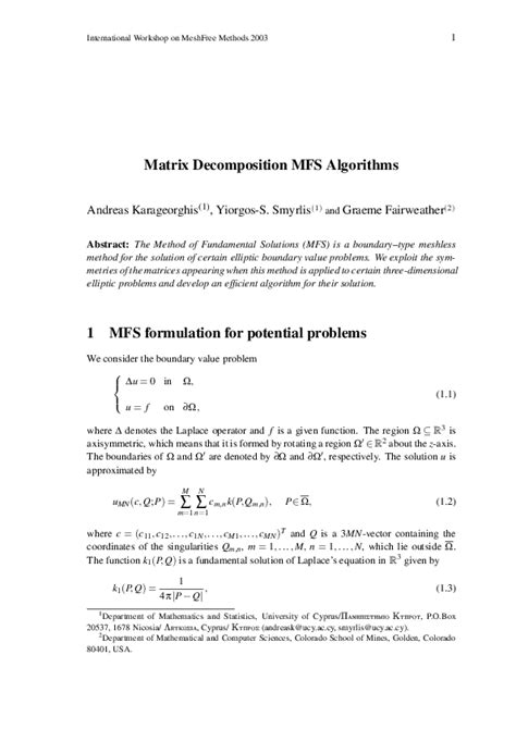 Pdf Matrix Decomposition Mfs Algorithms