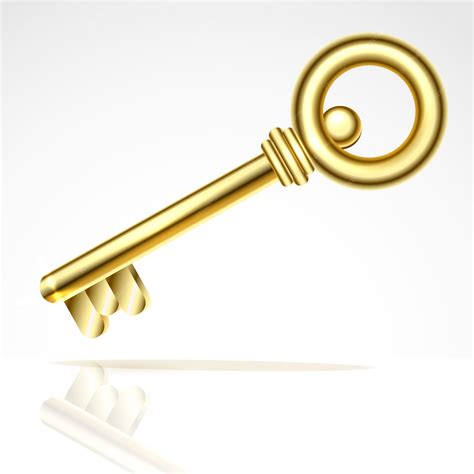 Premium Vector Gold Key Isolated On A White Background Illustration