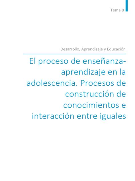 Interacción Y Aprendizaje En Adolescentes Pdf Aprendizaje Maestros