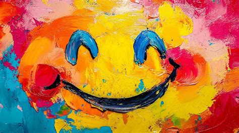 A Colorful Painting Of A Smiley Face With A Smile Premium Ai