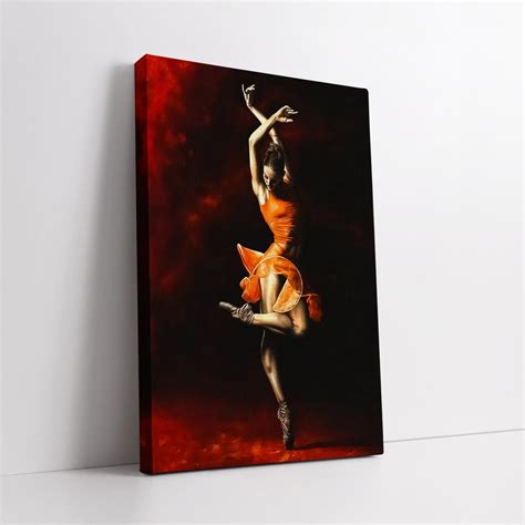 Velto Dance Of Fire Ballerina In Orange Dress Art Canvas Print