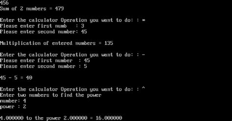 C Language Calculator Application