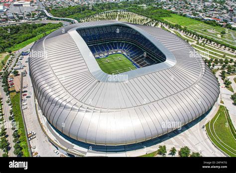 Aerial View Of Bbva Stadium Home Of The Monterrey Soccer Club