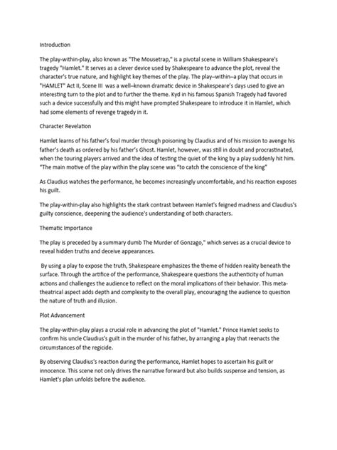 Hamlet Play Within A Play Scene Pdf Hamlet