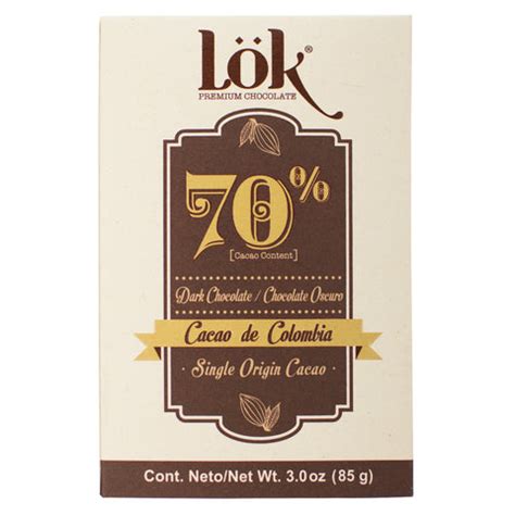 Lök Luxury Colombian Single Origin 70 Cocoa Dark Chocolate Bar 85g