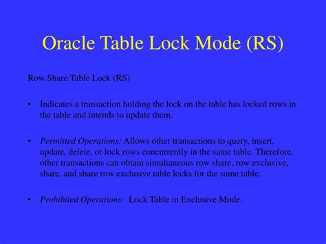 PPT Oracle Locking PowerPoint Presentation Free Download ID