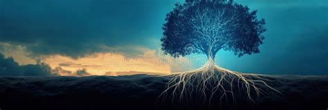 Roots Of A Tree Mimicking Neural Network Structure Symbolizes Organic