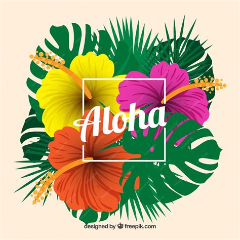 Free Vector Tropical Aloha Background With Colorful Flowers