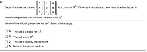 Solved Determine Whether The Set CHE Is A Basis For Chegg