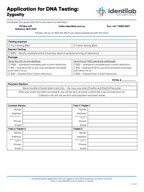 Fillable Online Application For Dna Testing Fax Email Print Pdffiller