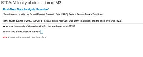 solved rtda velocity of circulation of m2 real time data