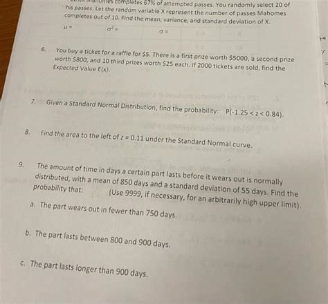 Solved His Passes Let The Random Variable X Represent The