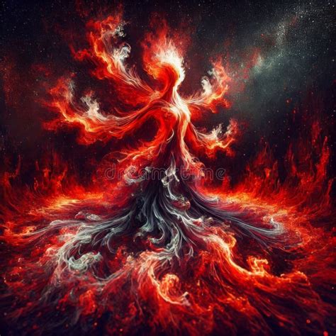 A Fiery Phoenix Rising In Space Stock Illustration Illustration Of