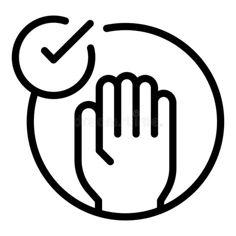 Accept Palm Id Icon Outline Vector Biometric Recognition Stock Vector