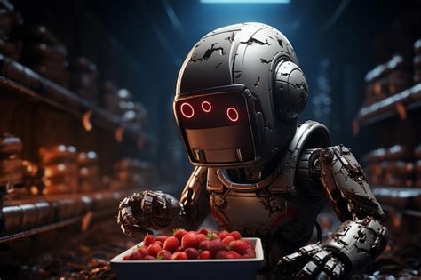 Premium Photo Robot And Strawberries On The Table Artificial