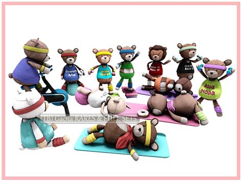 Second Life Marketplace Workout Bears Full Set