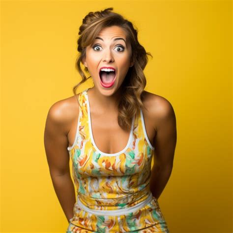 Premium Photo Beautiful Model With An Excited And Surprised Expression