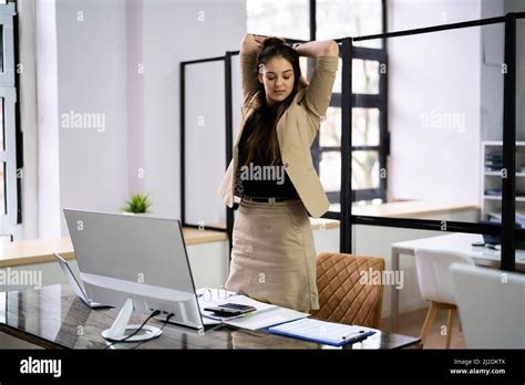 Stretch Exercise Workout Near Office Desk Worker Stretching Stock Photo Alamy