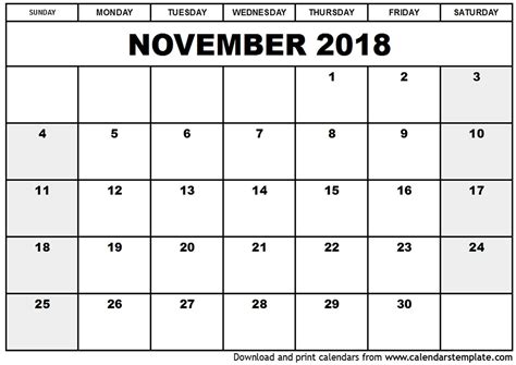 Blank Calendar For November And December Monthly Calendar Template