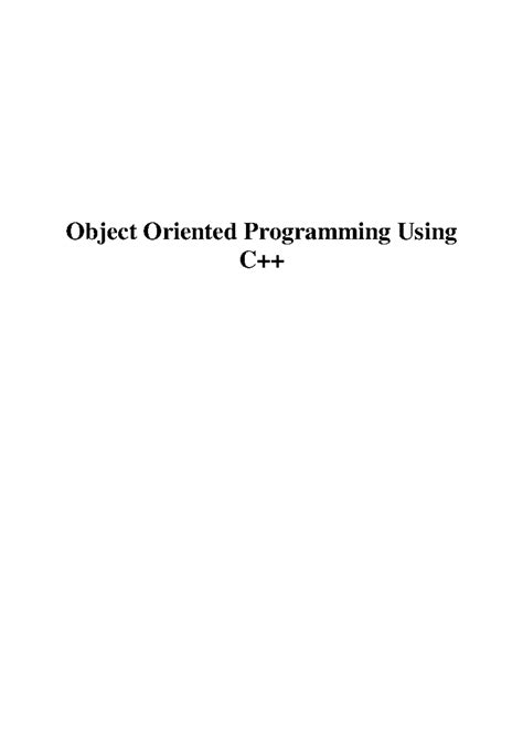 Oops Lecture Notes Complete Pdf Object Oriented Programming Using C LECTURE NOTES ON Object