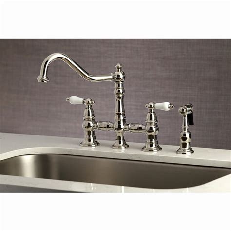 Kingston Brass Restoration Polished Nickel Double Handle Bridge Kitchen