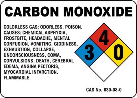 Nfpa Carbon Monoxide Sign In Stock Ships Fast Carbon Vinyl Labels