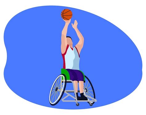 Jugador De Baloncesto Paralímpico Vector Premium