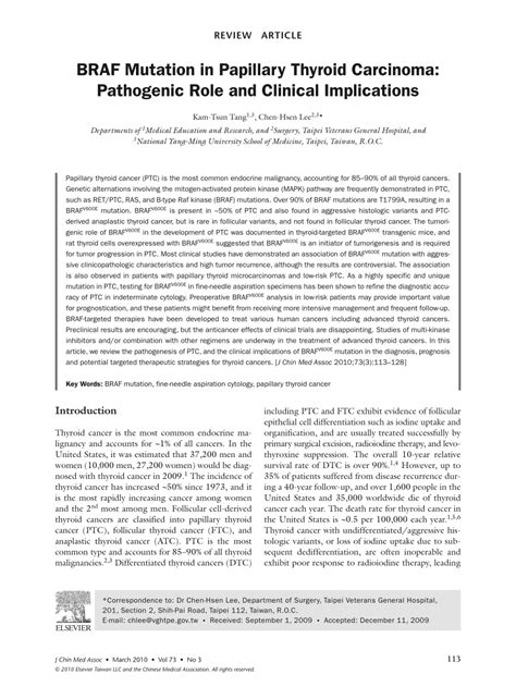 Pdf Braf Mutation In Papillary Thyroid Carcinoma Pathogenic Role And Clinical Implications