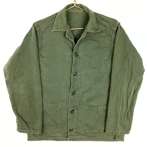 Vintage Us Army Og 107 Button Up Shirt Size Small Green Vietnam Era 60s