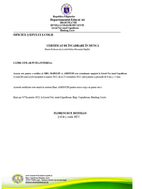 Șablon Coe Deped Pdf