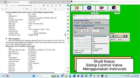 Studi Kasus Sizing Control Valve Menggunakan Software Instrucalc