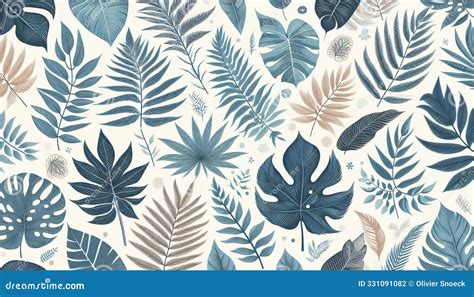 Botanical Leaves Patern Vector Background Stock Illustration