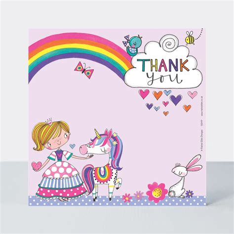 Unicorn Birthday Thank You Notes Pretty Pink Purple Unicorn Party