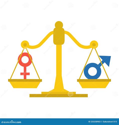Gender Equality Concept Gender Symbols Balancing In A Scale Stock