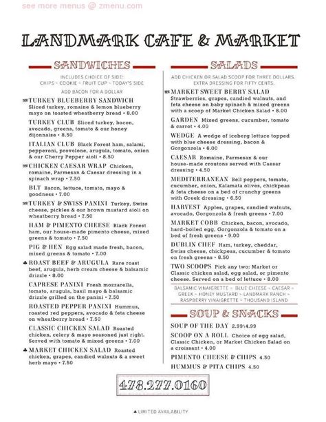Online Menu Of Landmark Cafe And Market Restaurant Dublin Georgia