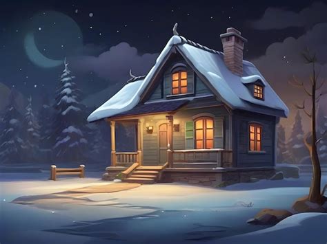 Premium Photo Small House In Winter