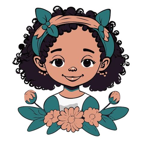 Ein Süßes Mädchen Mit Blumen Kreatives Logo Im Comic Stil 12 Premium